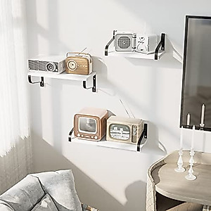 Love-KANKEI Floating Shelves Wall Mounted Set of 3, Large Wood Wall Shelves for Storage, Rustic Shelves for Display Bathroom,Bedroom,Living Room,Kitchen,Office and More White