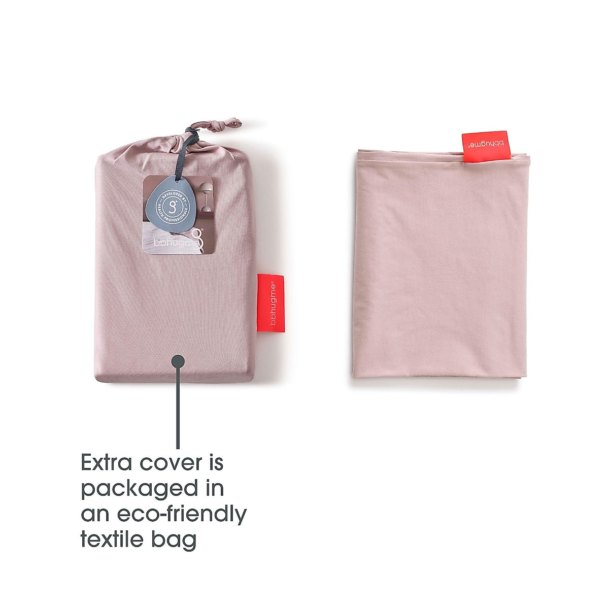 bbhugme Pregnancy Pillow Cover - Cotton Jersey Fabric - Fits Pregnancy Pillow for Side Sleeping - Cover Only, Pregnancy Pillow Sold Separately, Dusty Pink