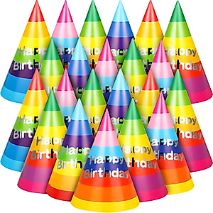 Geyoga Rainbow Birthday Party Hats Bulk - 100 Pieces Colorful Paper Hats for Kids and Adults Party Supplies