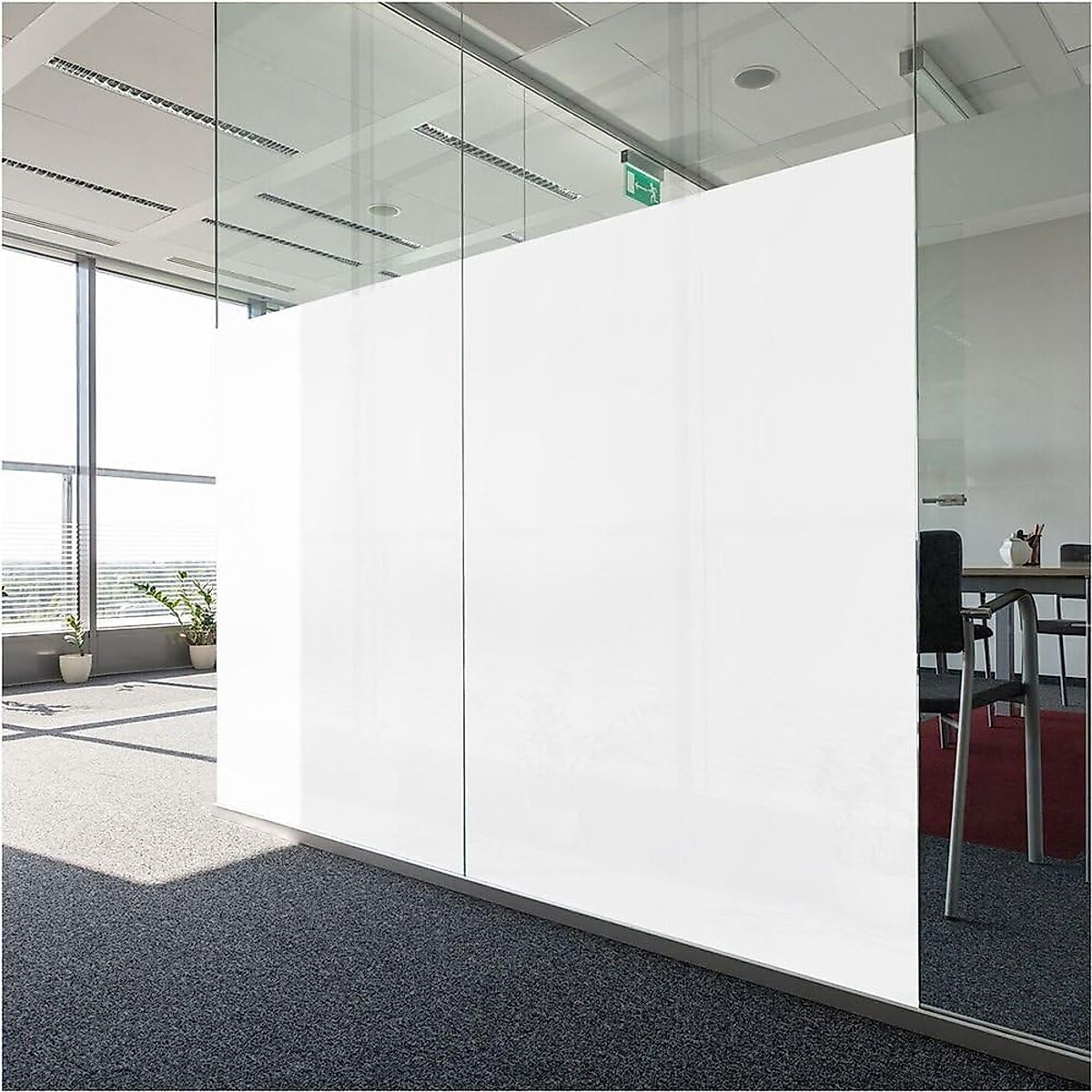 Amposei White Frosted Window Privacy Film Non-Adhevise Glass Film Removable Sliding Door Window Sticker Static Cling Sun Blocking Privacy Covering for Bathroom Kitchen Office (17.7x78.7 inch)