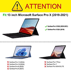 Fintie Case for Microsoft Surface Pro X (2021/2020/2019) - Soft TPU Back Protective Cover Compatible with Type Cover Keyboard for 13 Inch New Surface Pro X (SQ1/SQ2), Black