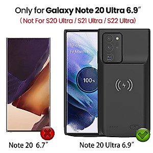 Battery Case for Samsung Galaxy Note 20 Ultra(6.9 inch) 8000mAh, Fast Charging & Qi Wireless & Android Auto Supported, Extended Backup Charger Case for Galaxy Note 20 Ultra 5G