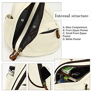 KL928 Canvas Sling Bag - Small Crossbody Backpack Shoulder Casual Daypack Rucksack for Men Women