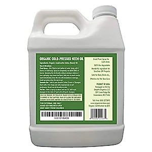 Verdana Organic Cold Pressed Neem Oil for Plants - 32 Fl. Oz - Non GMO - Unrefined, Filtered - High Azadirachtin - Pure Neem Oil, Nothing Added or Removed - Leafshine Spray, Pet Care, Skin & Hair Care