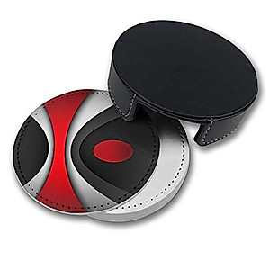 Black In Modern Abstract Red Drinks Coasters With Holder, Suitable For Kinds Of Cups, Set Of 6