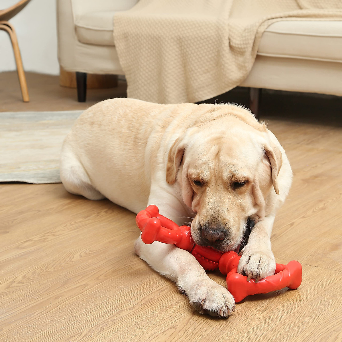 MEERESN Interactive Dog Toy for Aggressive Chewers - 2 in1 Tug of War Dog Toy with 360°Rotating Handle and Dog Puzzle Teething Clean Toys Ball for Medium Large Dogs