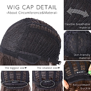 ブライトララ BRIGHT LELE Natural Full Medium Wavy Hair Wigs With Bangs for Women Synthetic Curly Hair Wig for Daily Party Cosplay Wig HF617-NB