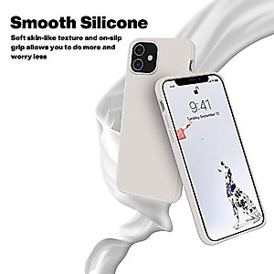 OTOFLY Soft Silicone Designed for iPhone 12/12 Pro Case,[Military Grade Drop Protection] [Anti-Scratch Microfiber Lining] Shockproof Protective Phone Case Slim Thin Cover 6.1 inch,Stone