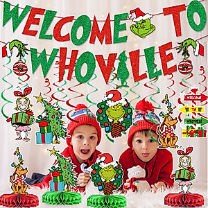 Whoville Christmas Decorations Whoville Decorations Welcome to Whoville Banner The Christmas Decorations Party Supplies Christmas Grieen Birthday Party Decorations