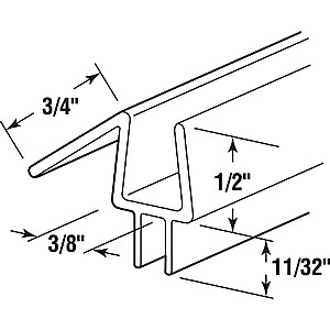 Prime-Line M 6258 Frameless Shower Door Bottom Seal for 3/8 In. Thick Glass Doors – Stop Shower Leaks and Create a Water Barrier, 36 In., Clear Vinyl (Single Pack)