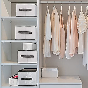 6 Pcs Wardrobe Clothes Organizer Clothing Drawer Organizers Foldable Plastic Hard PP Plate Jeans Organizer for Closet with Handle for Clothing Pants Coats Underwear (S 7 Grids, L 7 Grids, XL 8 Grids)