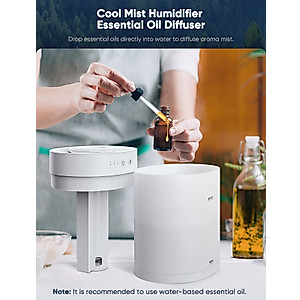 Xburan Cool Mist Humidifiers for Bedroom, 3.5L Top-Fill Air Humidifier & Essential Oil Diffuser with Ambient Light, 3 Mist Levels, Quiet Operation, 32-Hour Duration, Humidifiers for Large Room Baby Plants,White