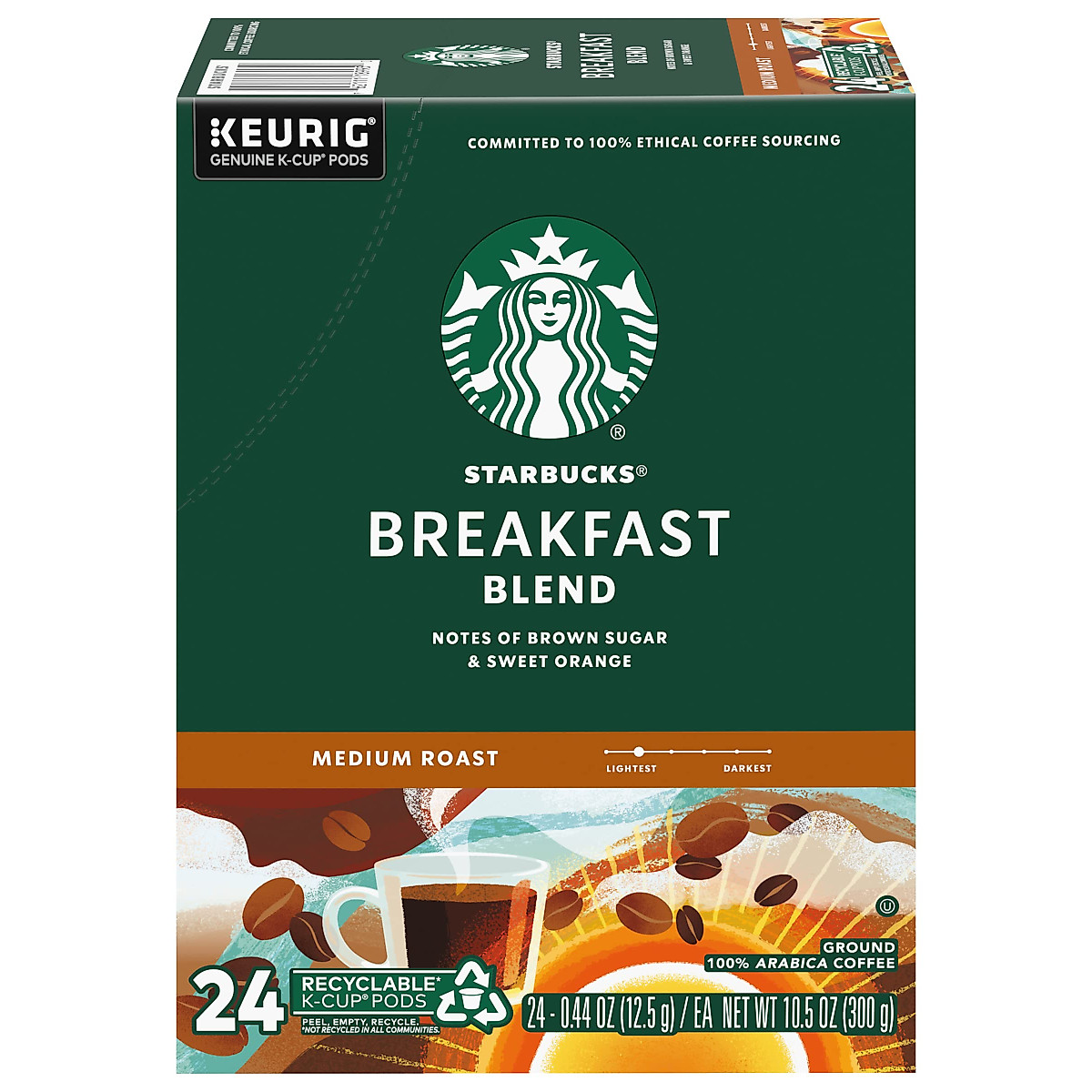 Starbucks Breakfast Blend Coffee K-Cups,24 K-Cups count,(0.44 OZ each)