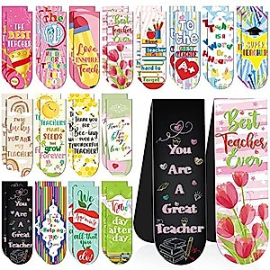 32 Pcs Teacher Magnetic Bookmarks Teacher Appreciation Bookmark Page Clips Graduation Christmas Gifts Bookmark for Teachers Office Supplies(Cute)