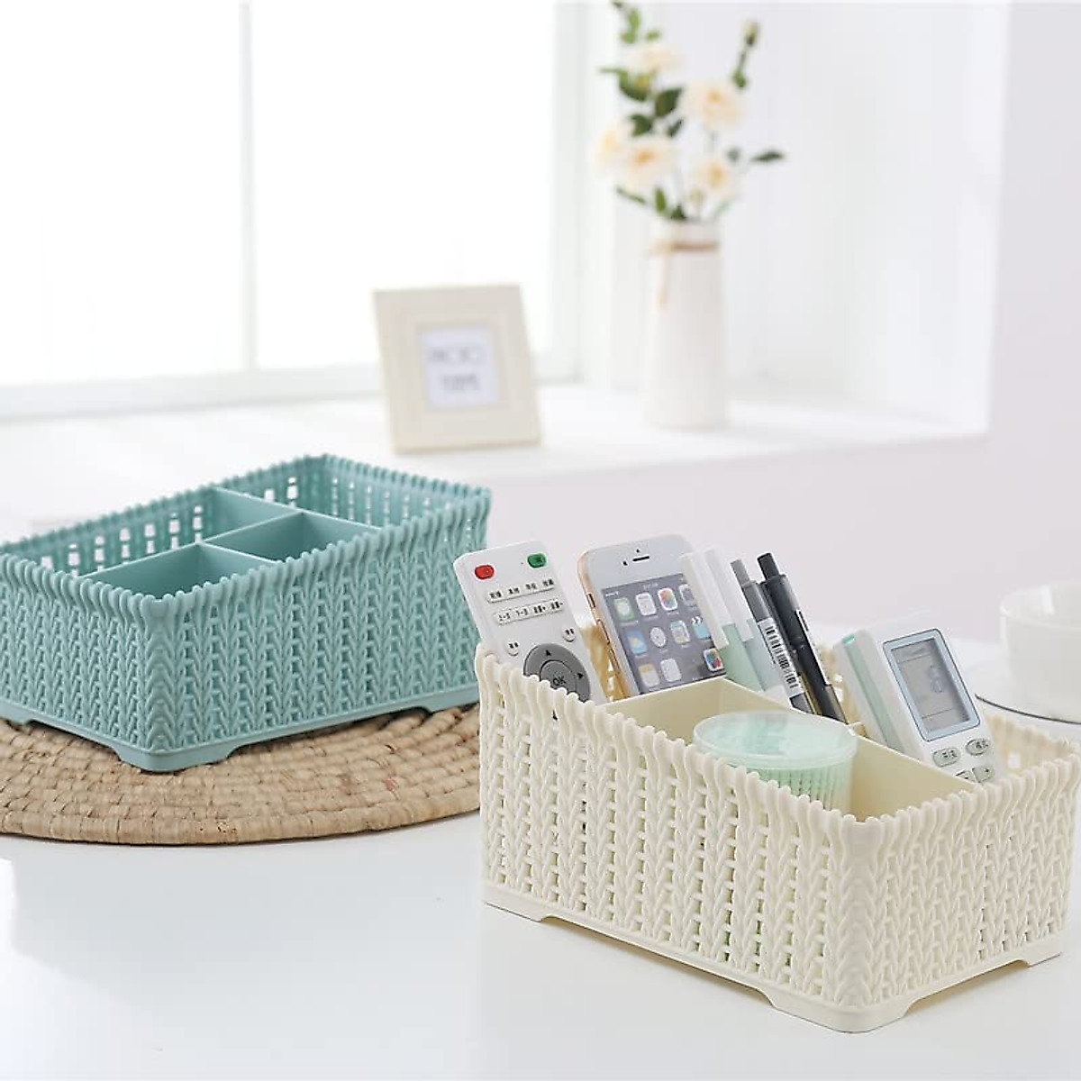 Multi-Purpose Storage Organizer | Office, Living Room, Bathroom Organizer | Holds Stationary, Vitamins, Supplements, Makeup | Large Capacity | Home Organization (Green)