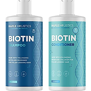 Volumizing Biotin Shampoo and Conditioner Set - Sulfate Free Shampoo and Conditioner for Dry Damaged Hair Care - Thinning Hair Shampoo and Conditioner with Nourishing Biotin Coconut Oil and Keratin