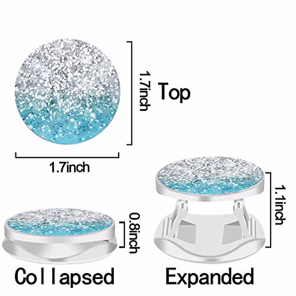 Multi-Function Mounts and Stands for Smartphones, Expanding Stand Grip Mount Socket, iPhone and Tablets (Blue Glitter)