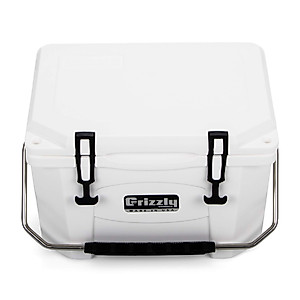 Grizzly 20 Cooler | 20 qt Ice Chest Durable Rotomolded Insulated | Made in USA | Warranty for Life | For Beach Boat Camping Fishing Hunting | G20 | White