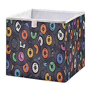 Kigai Vinyl Records Storage Baskets, 16x11x7 in Collapsible Fabric Storage Bins Organizer Rectangular Storage Box for Shelves, Closets, Laundry, Nursery, Home Decor