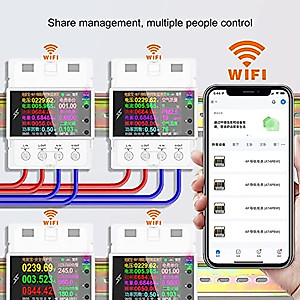 WiFi Electric Meter, Sharing Management AC85‑265V Double Alarms APP Control Smart Power Monitor with 2.4in TFT Display for Shopping Mall