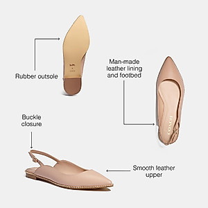 Coach Women's VAE Leather Skimmer Ballet Flat, Beechwood, 7