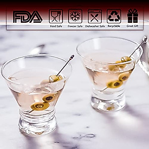 Set of 6 Martini Glasses - 8 oz Exquisite Stemless Martini Glass, Short Cocktail Glasses, Cosmopolitan Glasses, Margarita, Whiskey, Gin, Tequila, Scotch, Bourbon, Bar Drinking Glasses Gift Set