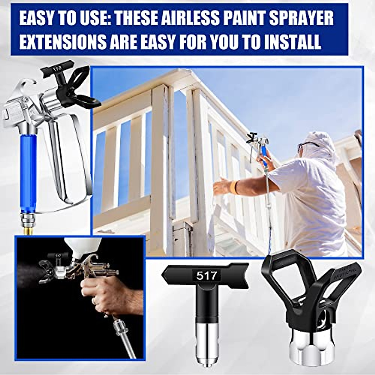 2 Sets 3600PSI Airless Paint Spray Gun High Pressure Airless Paint Sprayer Gun with 517 Tip Swivel Joint for Pump Sprayer Parts Accessories