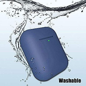 NeotrixQI AirPods Case, Silicone Protective Cover Compatible with Apple AirPods 1/2 Shock Resistant Waterproof AirPods Cover with Carabiner Anti-Lost Strap Front LED Indicator Visible(Black)