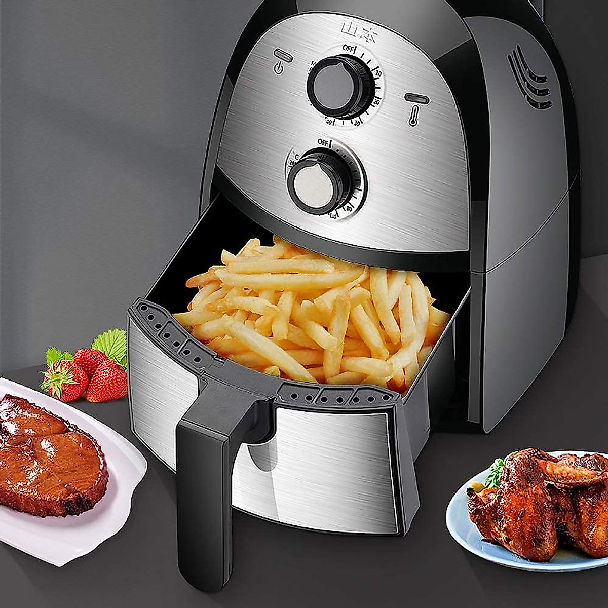 Air Fryer Household French Fries Machine, Full Automatic Intelligent Large-capacity Oil-free Electric Fryer, Power-off Memory Protection, Knob Operation