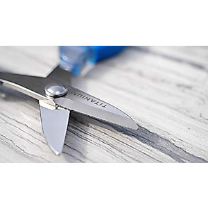 Cuda 5.5-Inch Titanium-Bonded Fishing Scissors for Braided Line & Mono Line with Micro Serrated Edges (18362), Blue