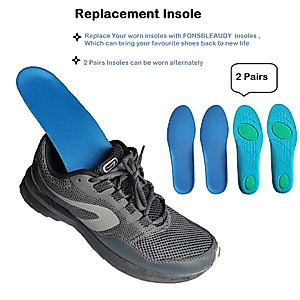 2 Pair -Shoe Inserts for Mens Womens Kids Replacement Insoles for Work Boots Sneaker, Cushion Shock Absorbing Comfort Breathable Inner Soles (Women 10-12 Men 9-11)