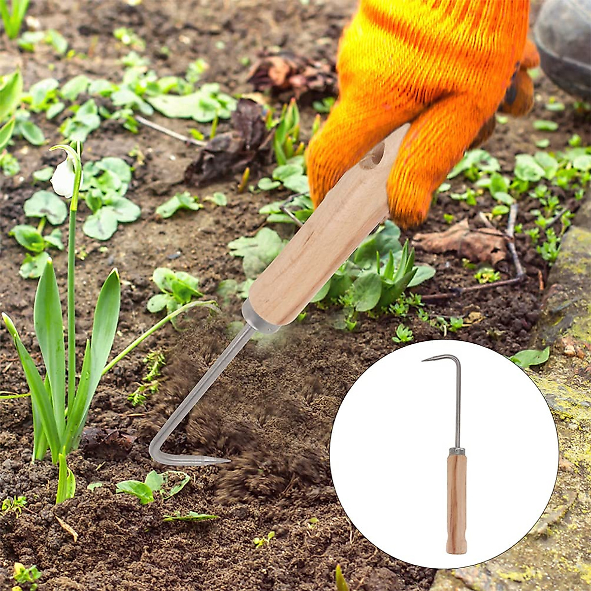 generic 2pcs Gardening Tool Single Claw Root Hook Manual Root Lifter Weeder Stainless Steel Weeds Remover Classic Weeder Garden Lawn Transplant Bonsai Tools