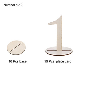 MECCANIXITY Wood Number Table Sign Holders Place Cards Rustic Wood Stands 1-10 4.1 x 3.9 x 0.1 Inch for Restaurant Party Decoration