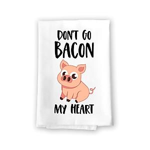 Honey Dew Gifts, Don't Go Bacon My Heart, 27 Inches by 27 Inches, All Around Kitchen Towel, Funny Bacon Towel, Decorative Kitchen Towels, Pig Towels Kitchen, Funny Bacon Themed Gifts,