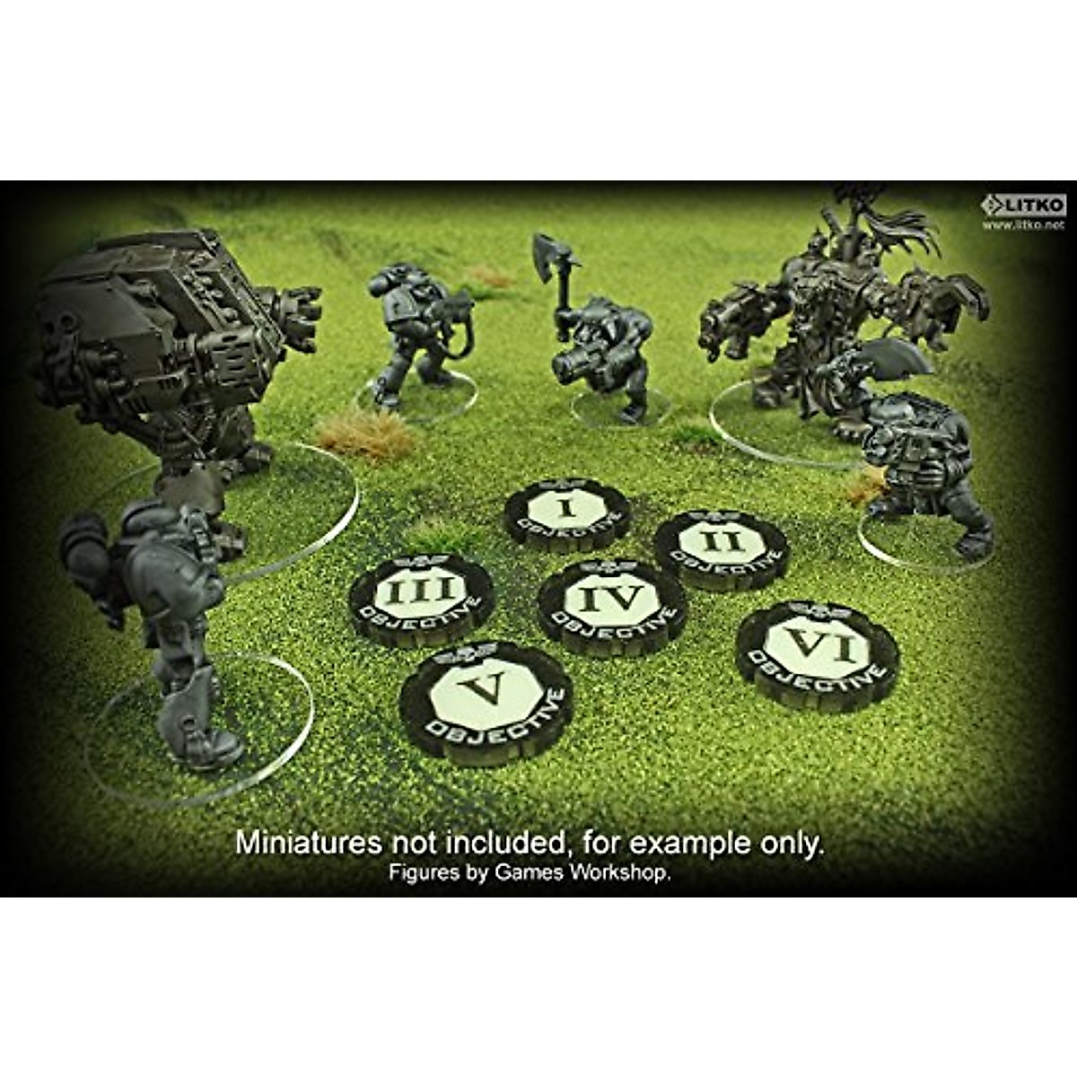 LITKO WHv8: Premium 2-Tone, Objective Token Set, Numbered 1-6 (6)