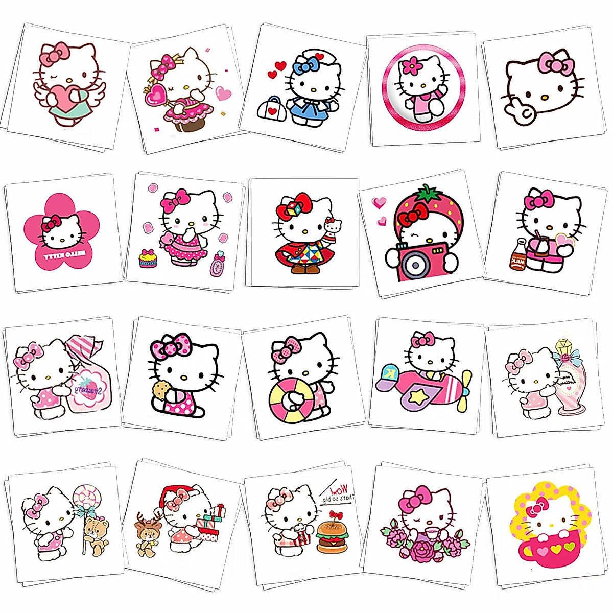 40pcs Temporary Tattoos for Kids, Hello Kitty Birthday Party Supplies,Kitty Party Favors Fake Tattoos Stickers,Birthday Decorations Party Game Activities Reward Gifts