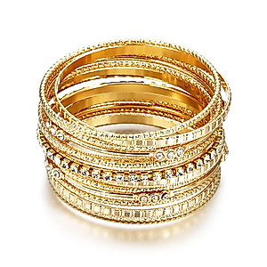 Indian Bracelets for Women Stackable Textured Bracelet Gold Bangle Bracelets Smooth Aztec Bangles Set Western Indian Bangle Gifts Gold Christmas Gifts 2023