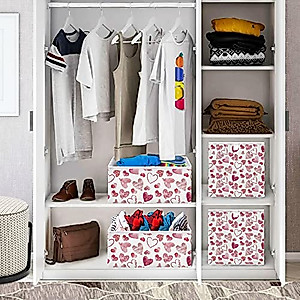 Hearts Storage Basket Storage Bin Rectangular Collapsible Storage Box Nursery Storage Hamper Organizer for Rooms Playroom Shelves