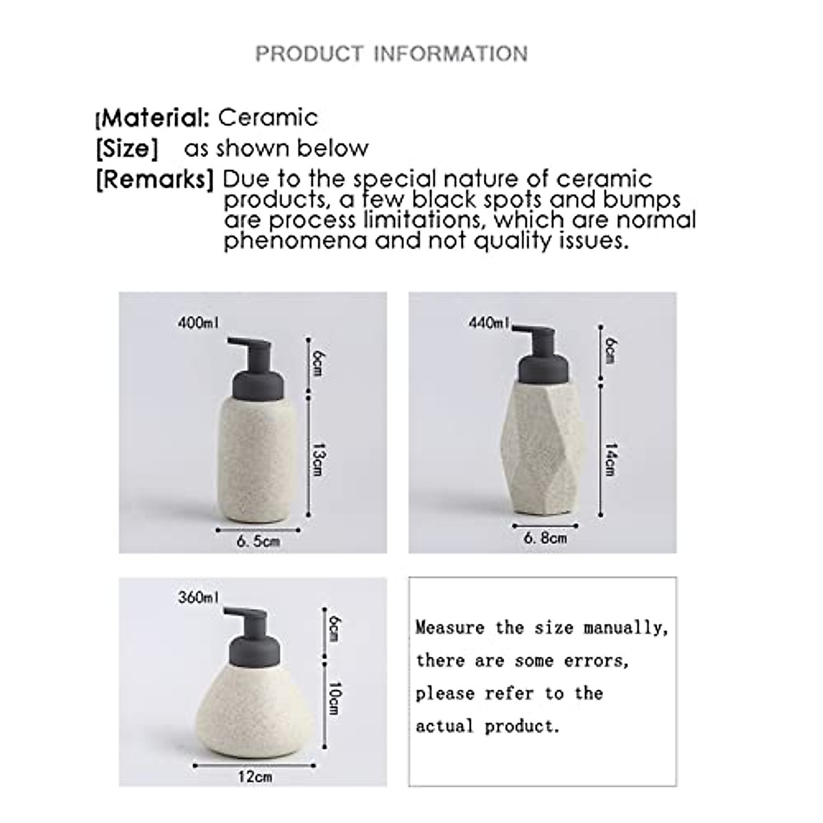 Soap Pump Dispenser Ceramic Liquid Foam Soap Dispenser Portable Shampoo Conditioner Body Wash Lotion Pump Bottle Bathroom Accessories Bottles Dispenser (Color : B1)