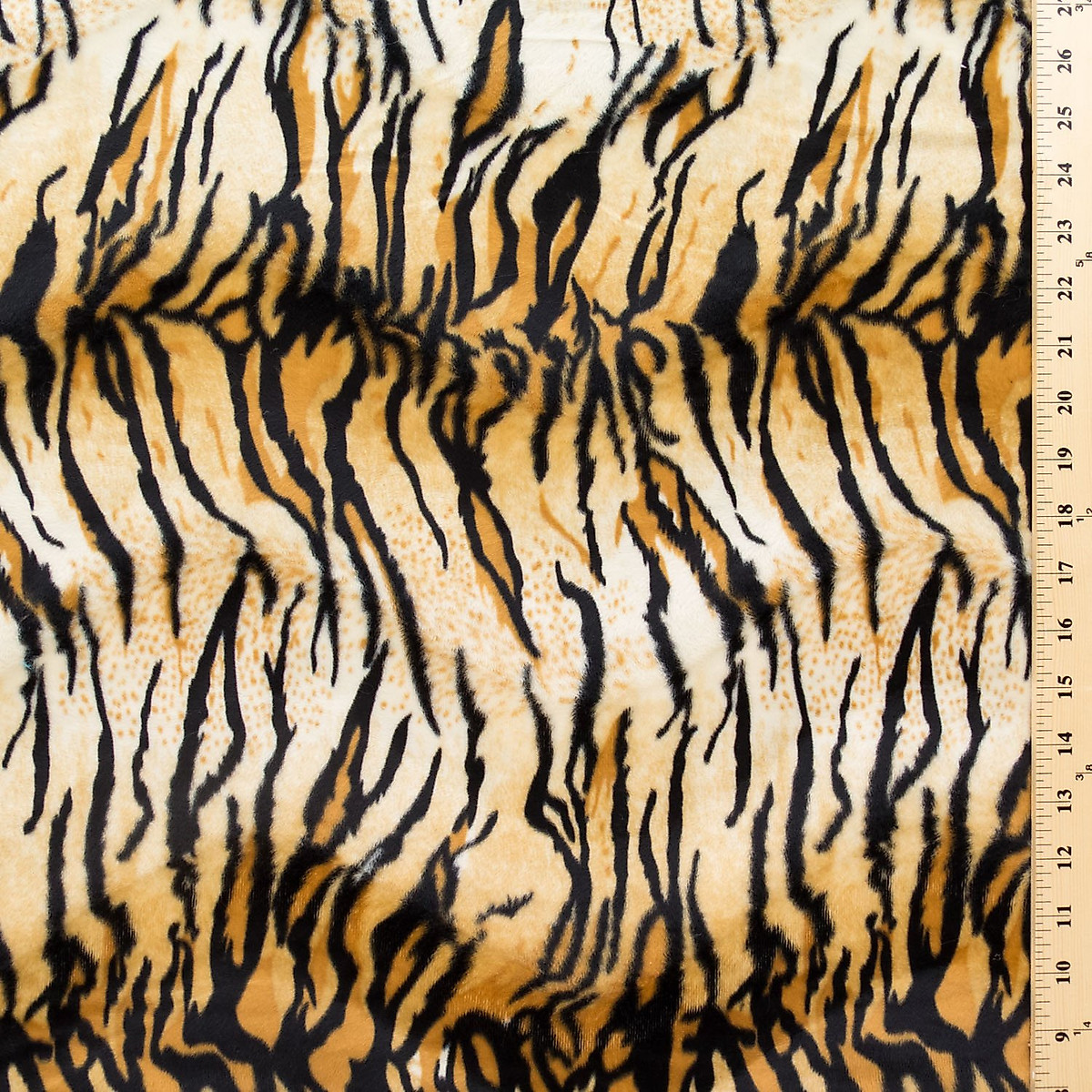 Velboa Wave Print Tiger 60 Inch Fabric by The Yard (F.E.®) (Siberian)