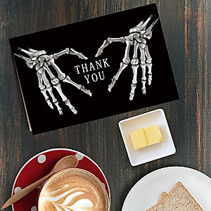 Qiliji Gothic Thank You Card for Him Her, Goth Skeleton Heart Hands Thank You Card, Halloween Party Thank You Card, Wedding Thank You Card, Spooky Appreciation Card