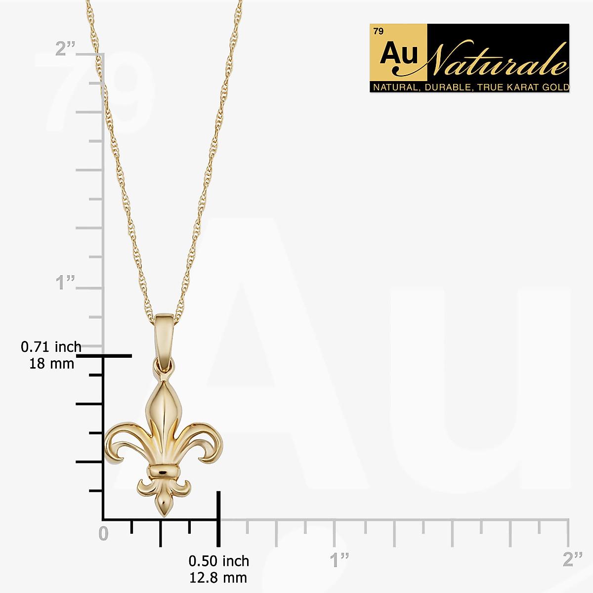 14k Yellow Gold Fleur De Lis Pendant Rope Chain Necklace (18 inch)