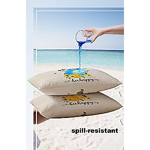 Yellow Honey Summer Bee Dwarf Spring Flower Outdoor Pillow Cover 12x20 Inch Cushion Sham Case, Waterproof Decorative Lumbar Throw Pillowcase for Outside Garden Patio Porch Couch Chair Tent