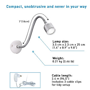 Daylight Naturalight LED Sewing Lamp, White and Silver