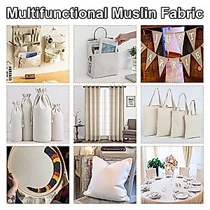 Muslin Fabric 10 Yard Linen Fabric 63 Inches Wide Textile Unbleached Natural Cotton Fabric Soft & Smooth Embroidery Fabric Reusable & Washable Muslin Cloth for Sewing Embroidery Decor DIY Projects