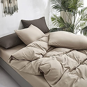 Cottonight Cream Coffee Comforter Set Queen Khaki Bedding Comforter Set Full Dark Champagne Solid Blanket Quilts Cream Khaki Modern Soft Breathable Taupe 3 Piece Light Coffee Bedding Set For Queen Bed