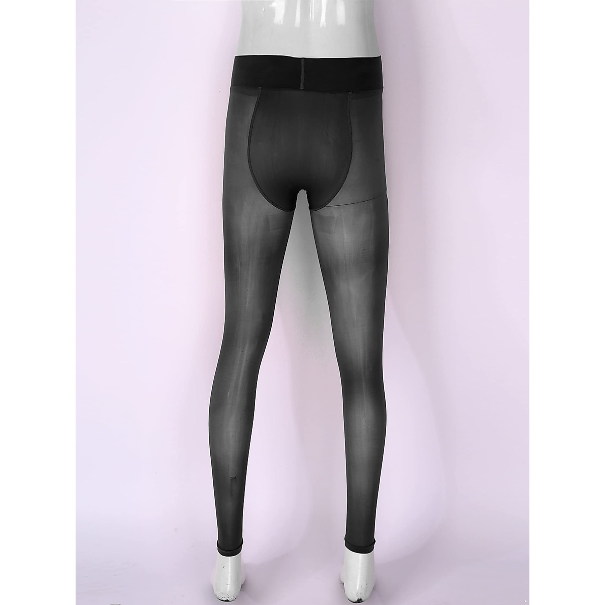 YONGHS Mens Compression Long Pants Leggings Bulge Pouch Tights Trousers Seamless Bottoms Underpants Black One Size