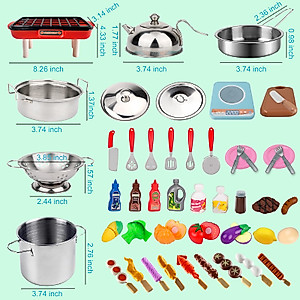 Holycco Play Kitchen Accessories, Kitchen Set for Kids with Play Pots and Pans, BBQ Camping Kitchen Playset, Pretend Kids Kitchen Accessories Toy Gifts for Girls, Grill Playset Toys for Boys Girls