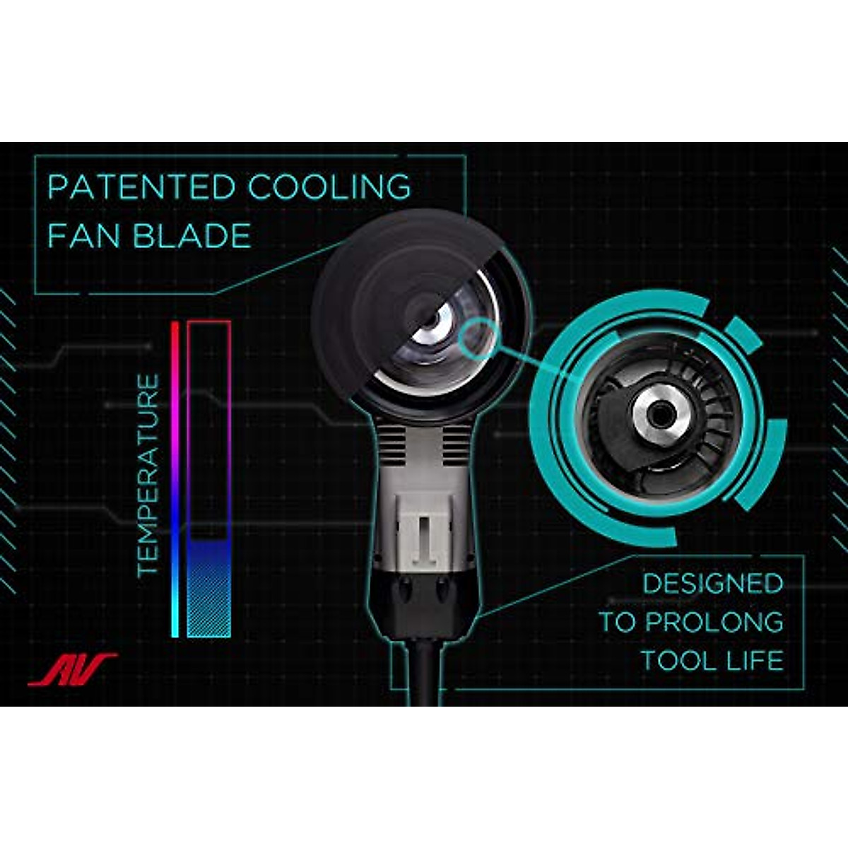 AirVANTAGE 6" Palm-Style, 2nd Generation Industrial Advanced Electric Sander Central-Vacuum with Low-Profile Pad (3/16- Hook & Loop)