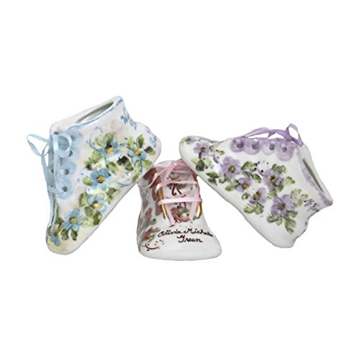 Porcelain Baby Shoe - Baptism or Christening - 100% Hand Painted Ceramic Baby Shoe Keepsake- Baby Dedication